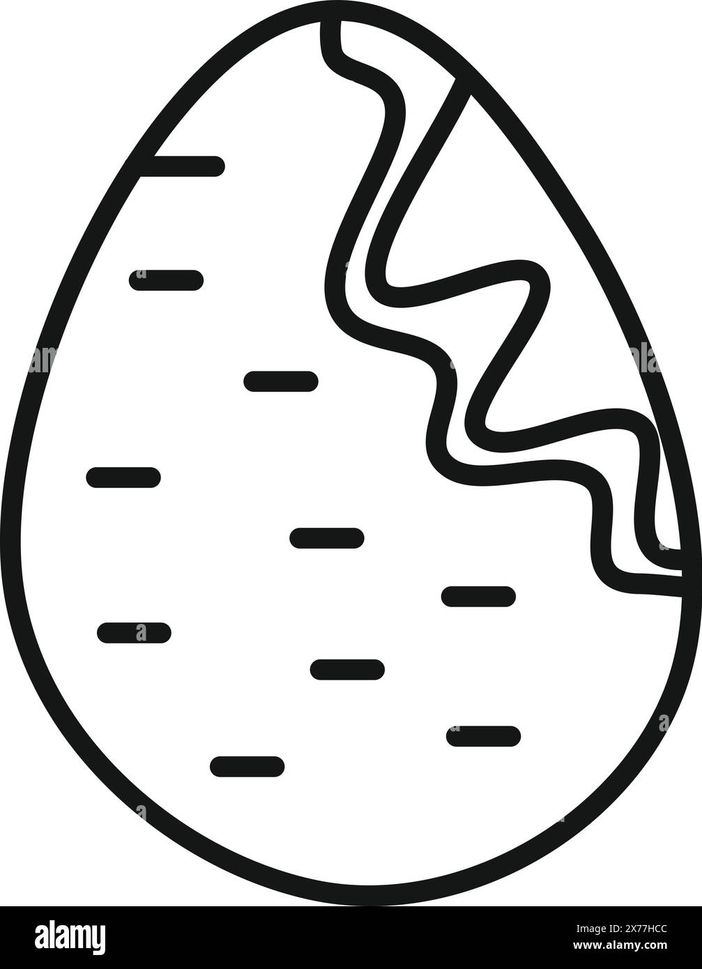 Black and white outline of a cracked easter egg, perfect for holiday ...