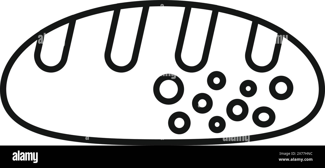 Simple line art icon of a loaf of bread, ideal for bakeryrelated ...