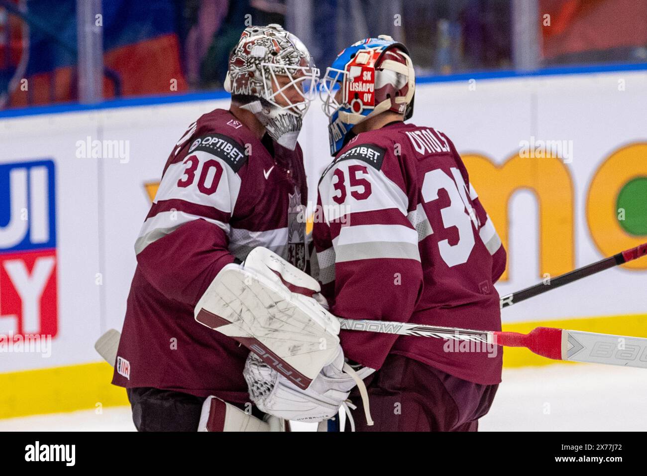 Ostrava, Czech Republic. 18th May, 2024. Latvia's goalkeepers Elvis ...