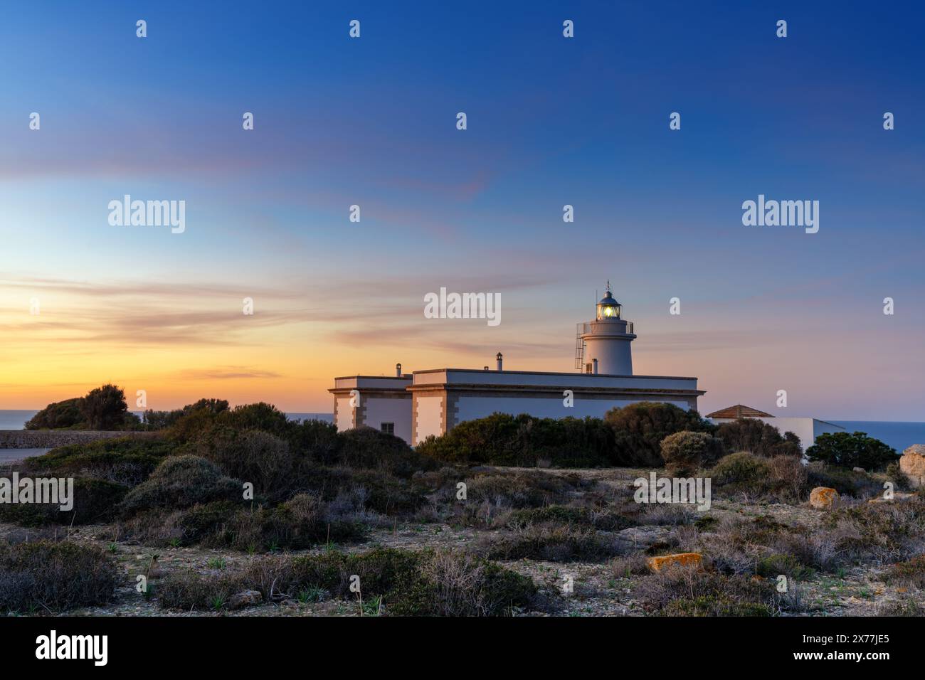 Landscape view of the Cap Blanc lighthouse in southern Mallorca at ...