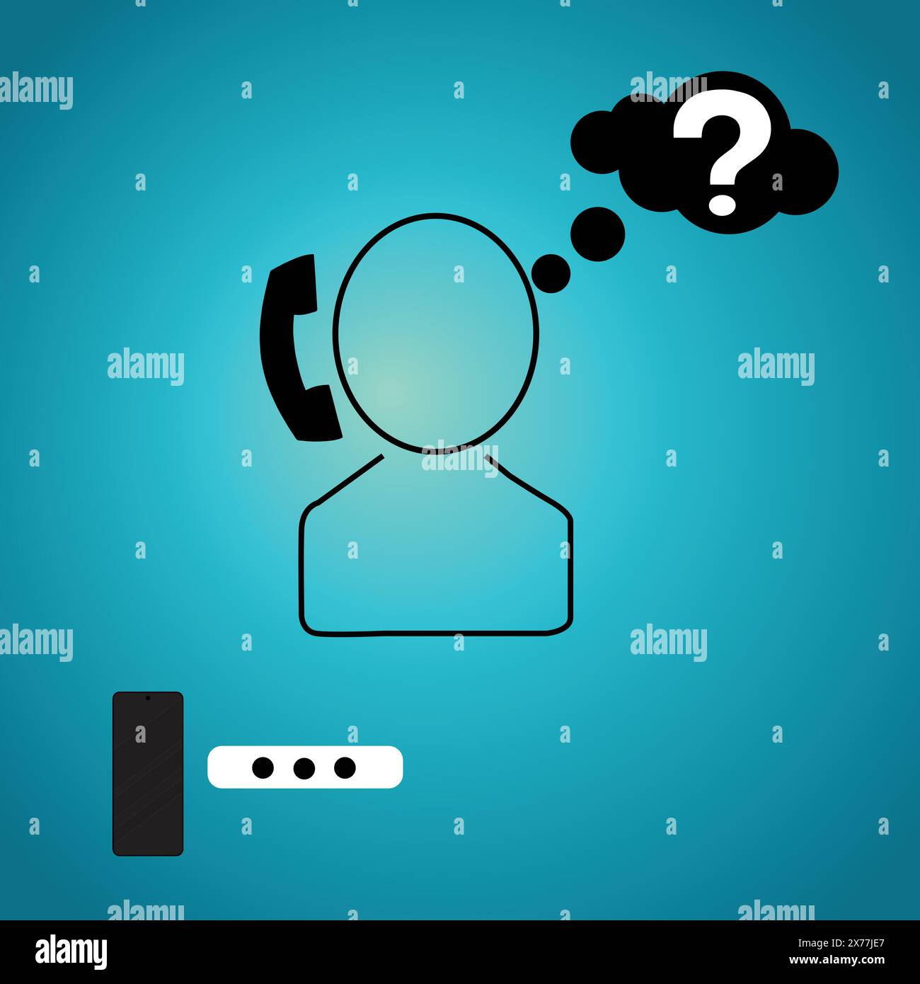 Character of a person with phone receiver and speech bubble with ...