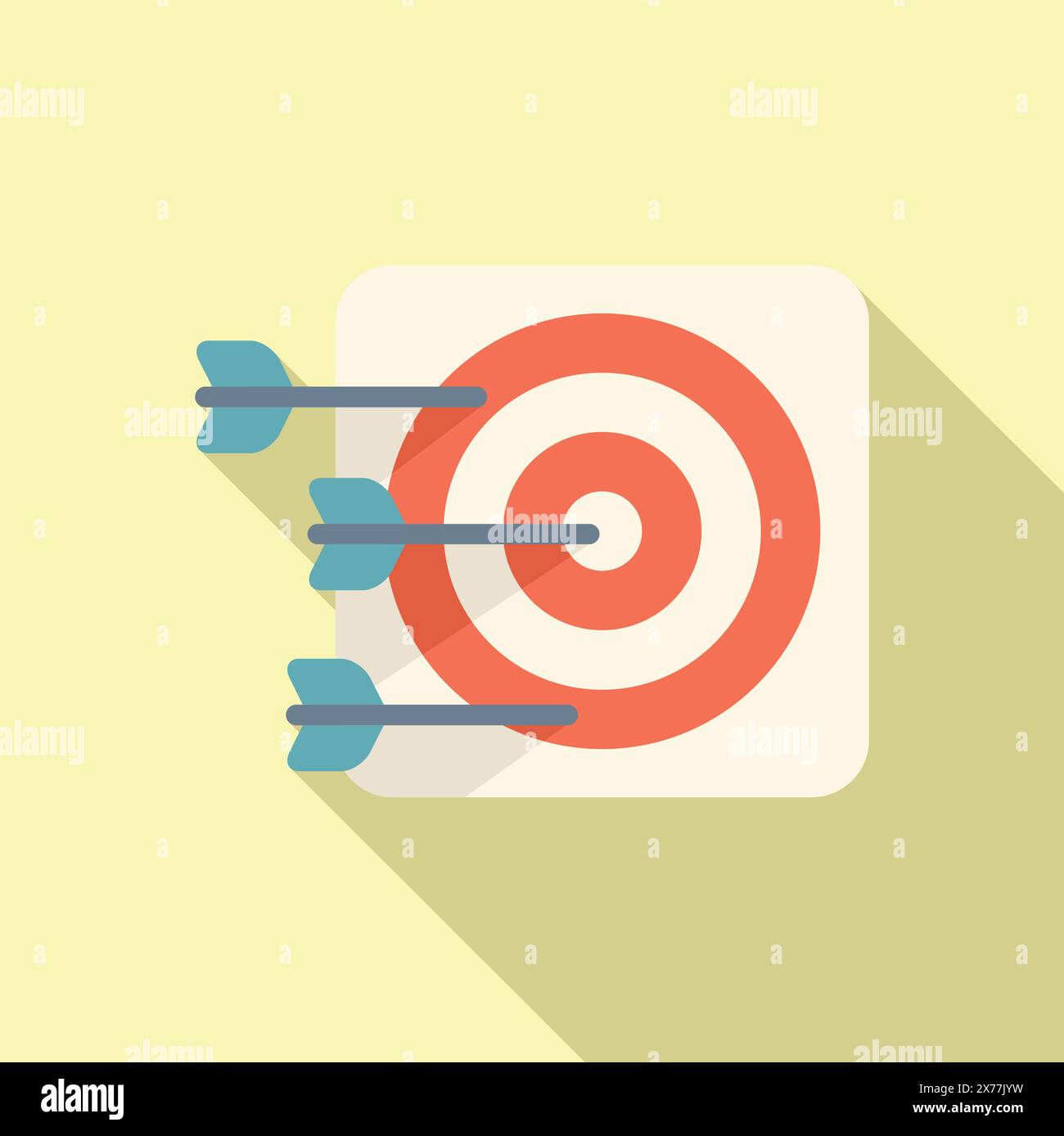 Flat design of a dartboard with three arrows hitting the center mark ...
