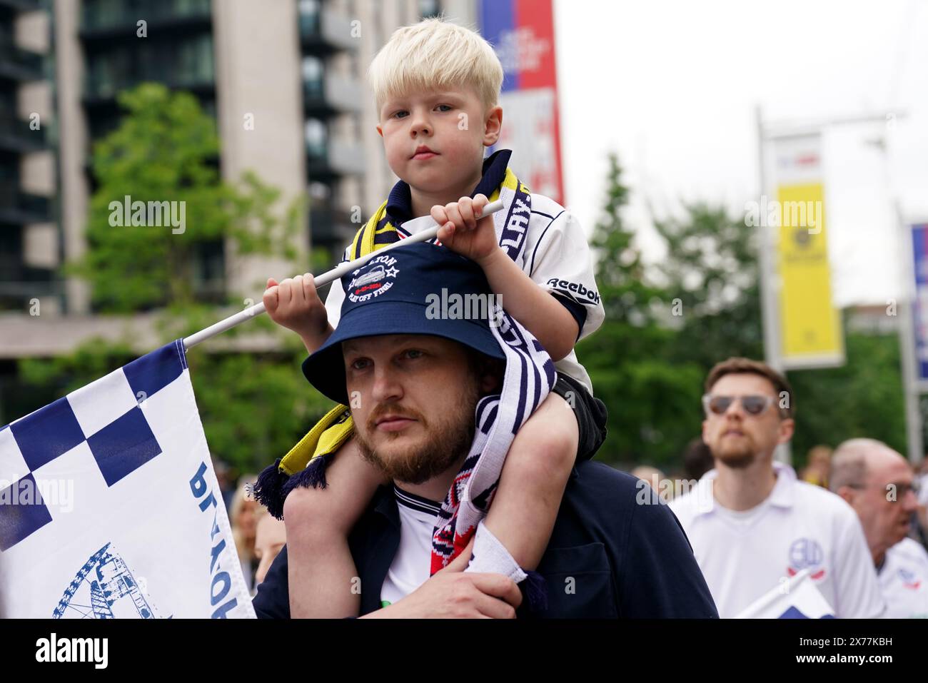 Bolton Wanderers fans walk down Olympic Way from Wembley Park station ...