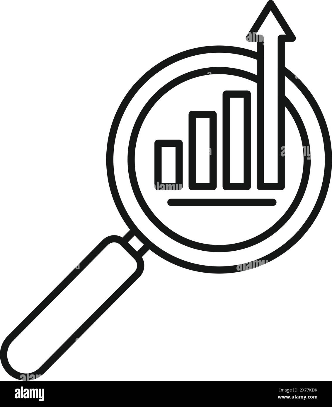 Simplistic line art icon depicting a magnifying glass focused on an ... Simplistic line art icon depicting a magnifying glass focused on an ...