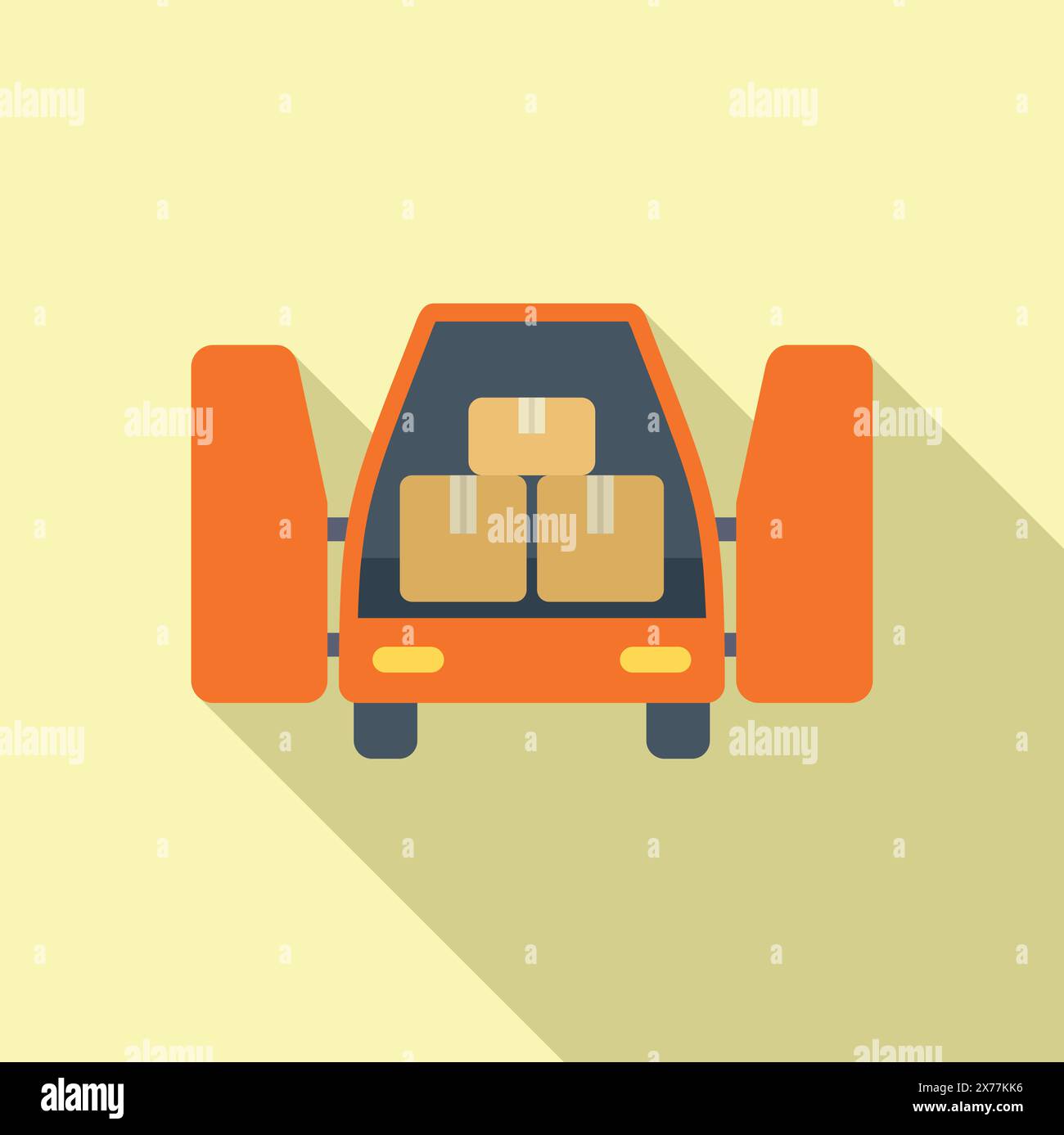 Modern flat design icon of a delivery truck with packages on a pastel ...
