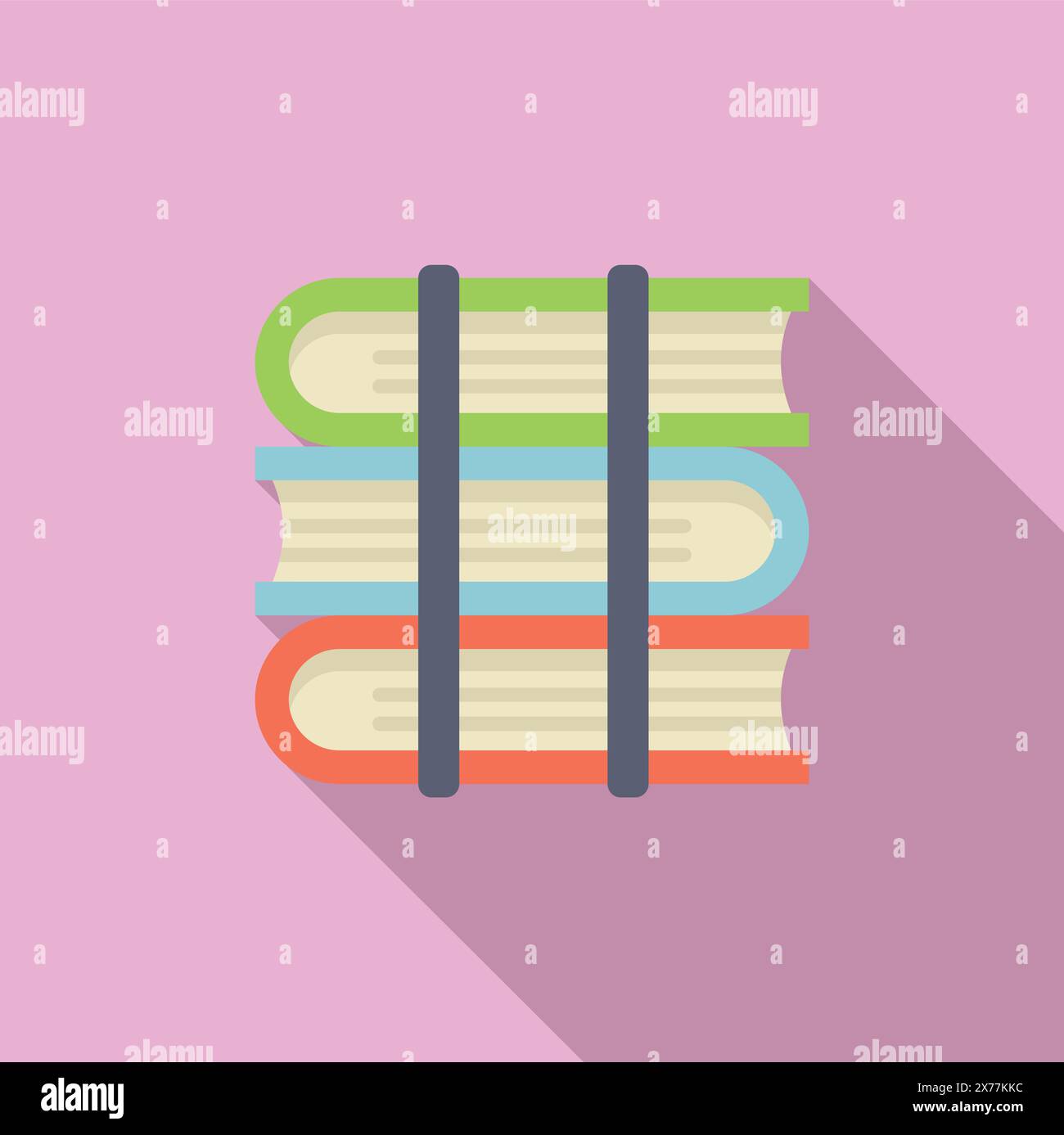 Flat design illustration of a neat stack of colorful books with a ...