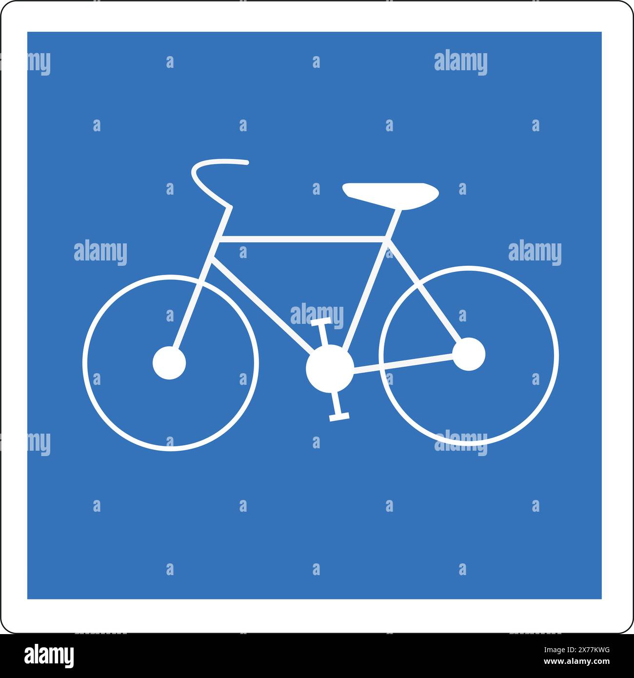 Square road sign on blue background: Bicycle path Stock Vector Image ...