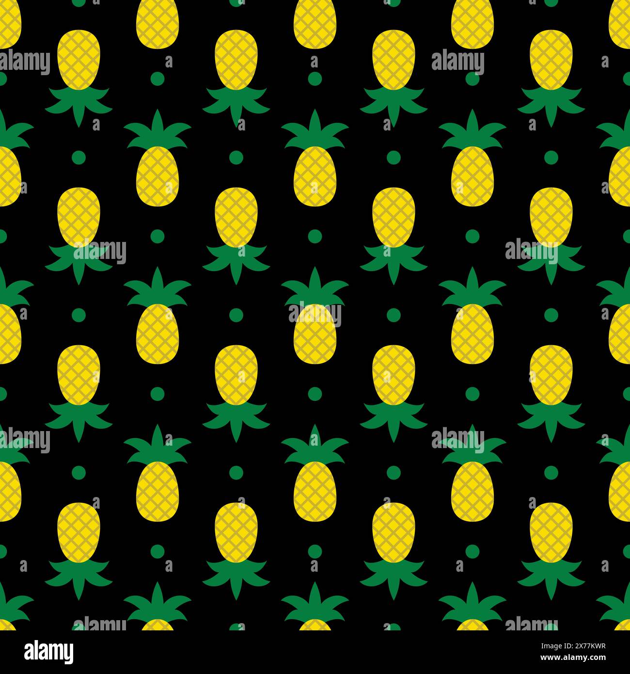 Pineapples seamless pattern. Summer tropical fruit vector background. Vector template for ...