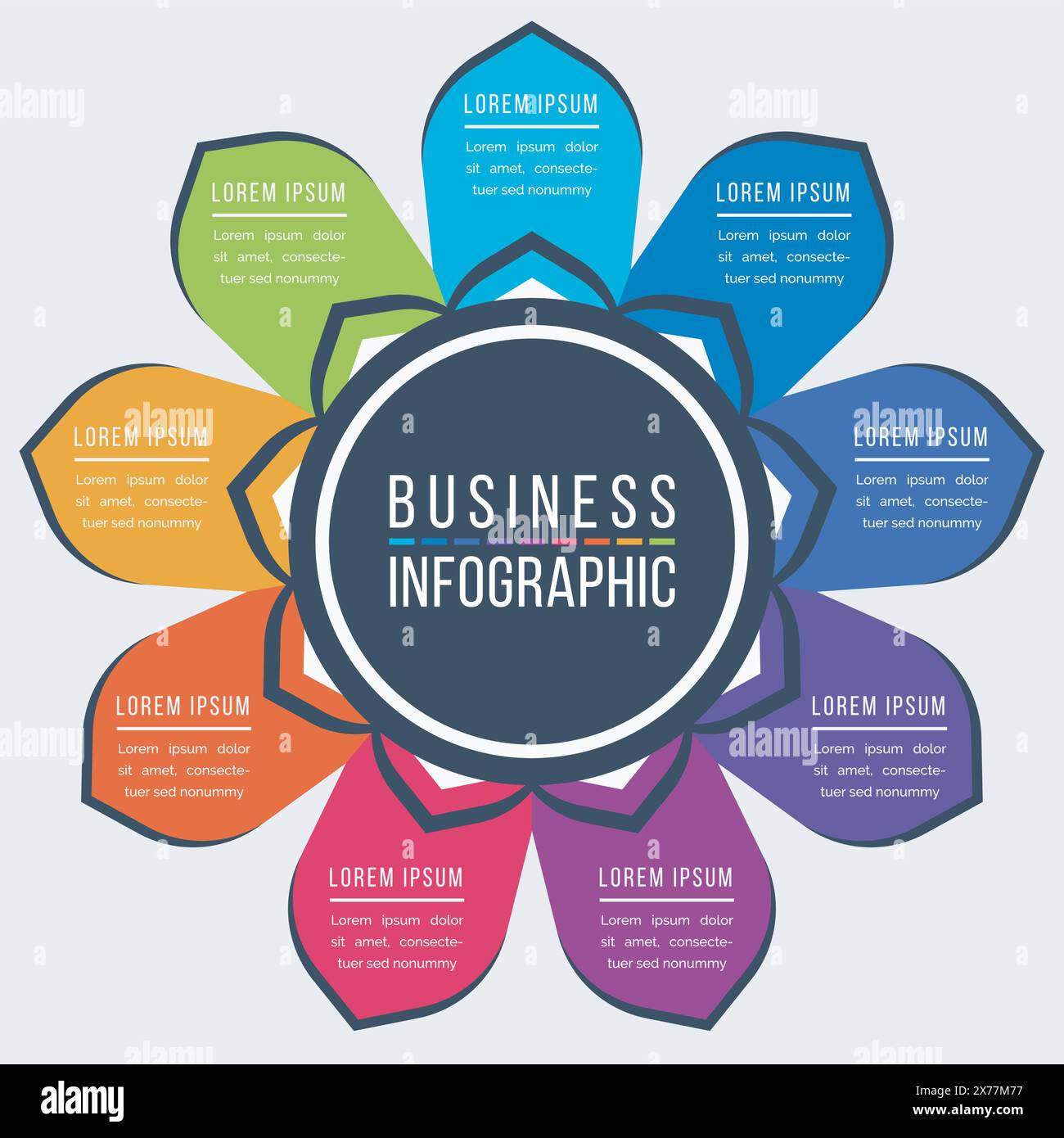 Infographic design 9 steps, objects, options or elements business ...