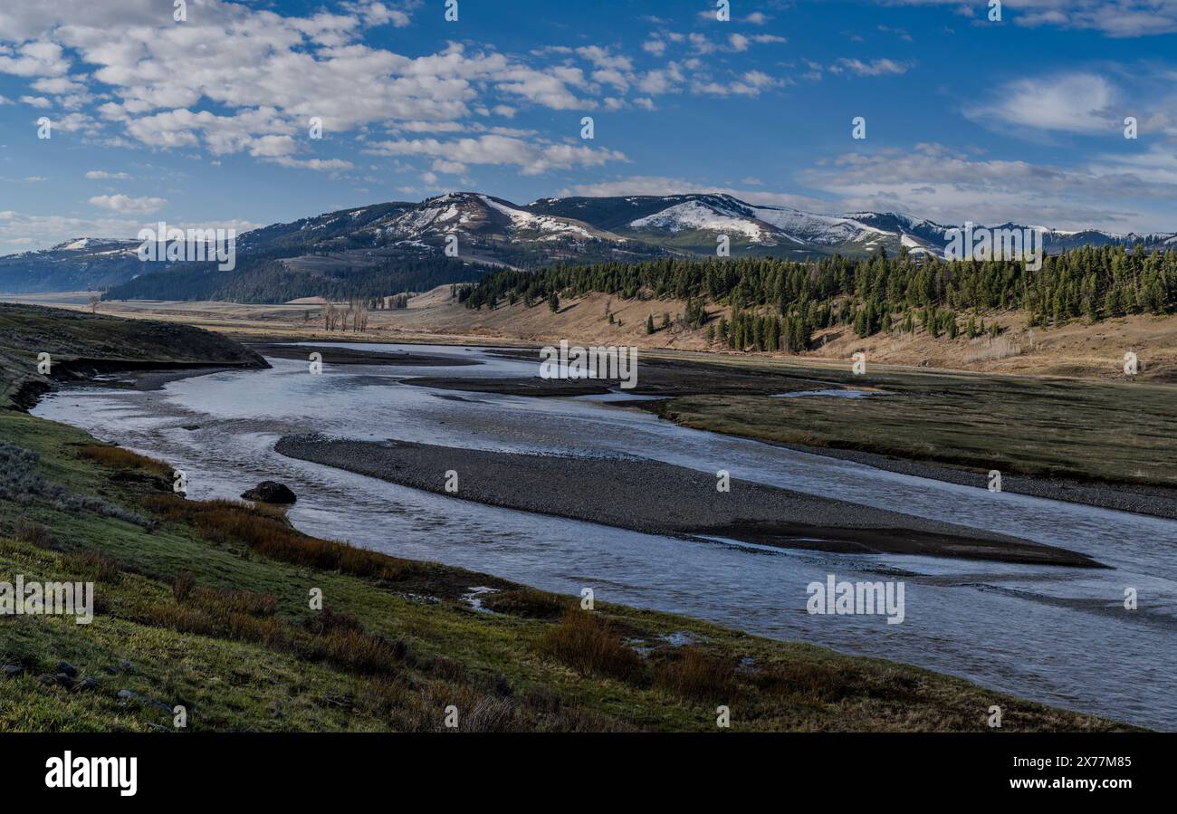 The Lamar River Valley in Yellowstone National Park seen looking east ...
