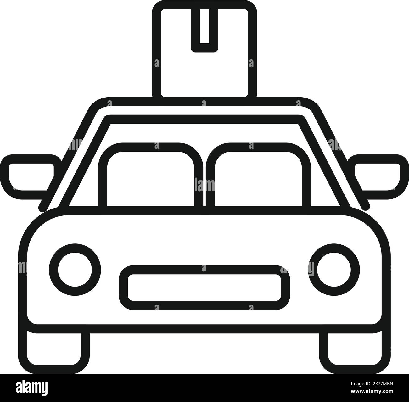 Black and white vector illustration of a taxi cab icon with line art ...