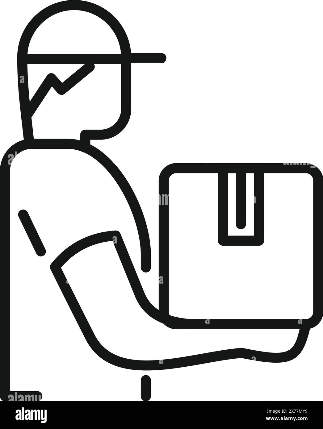 Minimalist black and white delivery person icon for ecommerce and ...