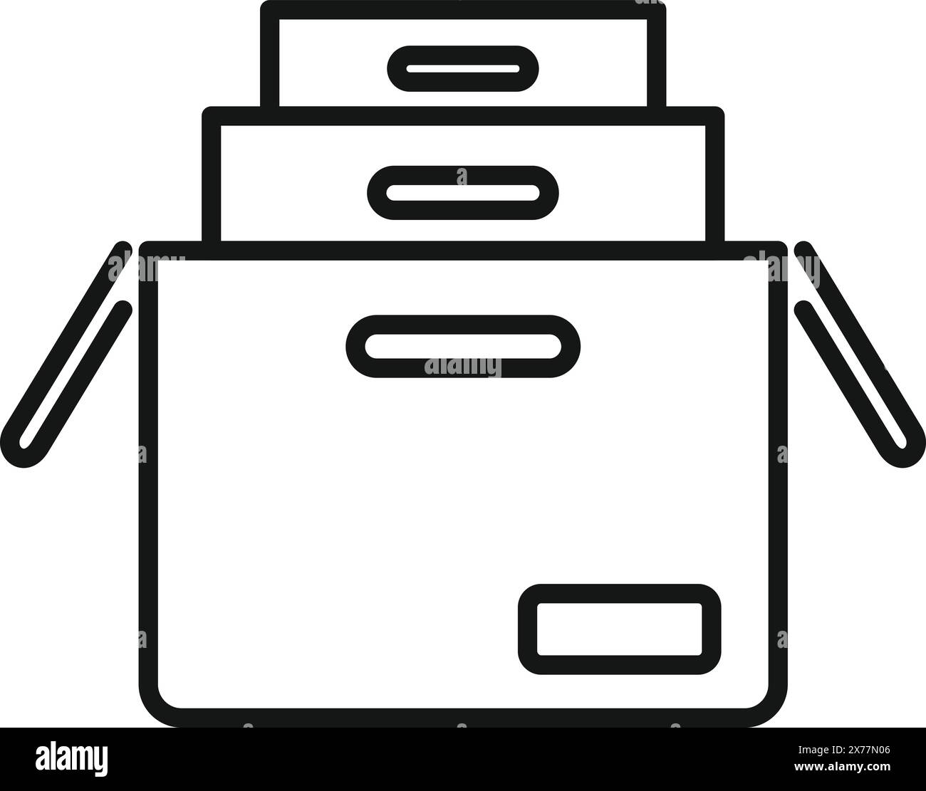Black and white line illustration of a classic filing cabinet with open ...
