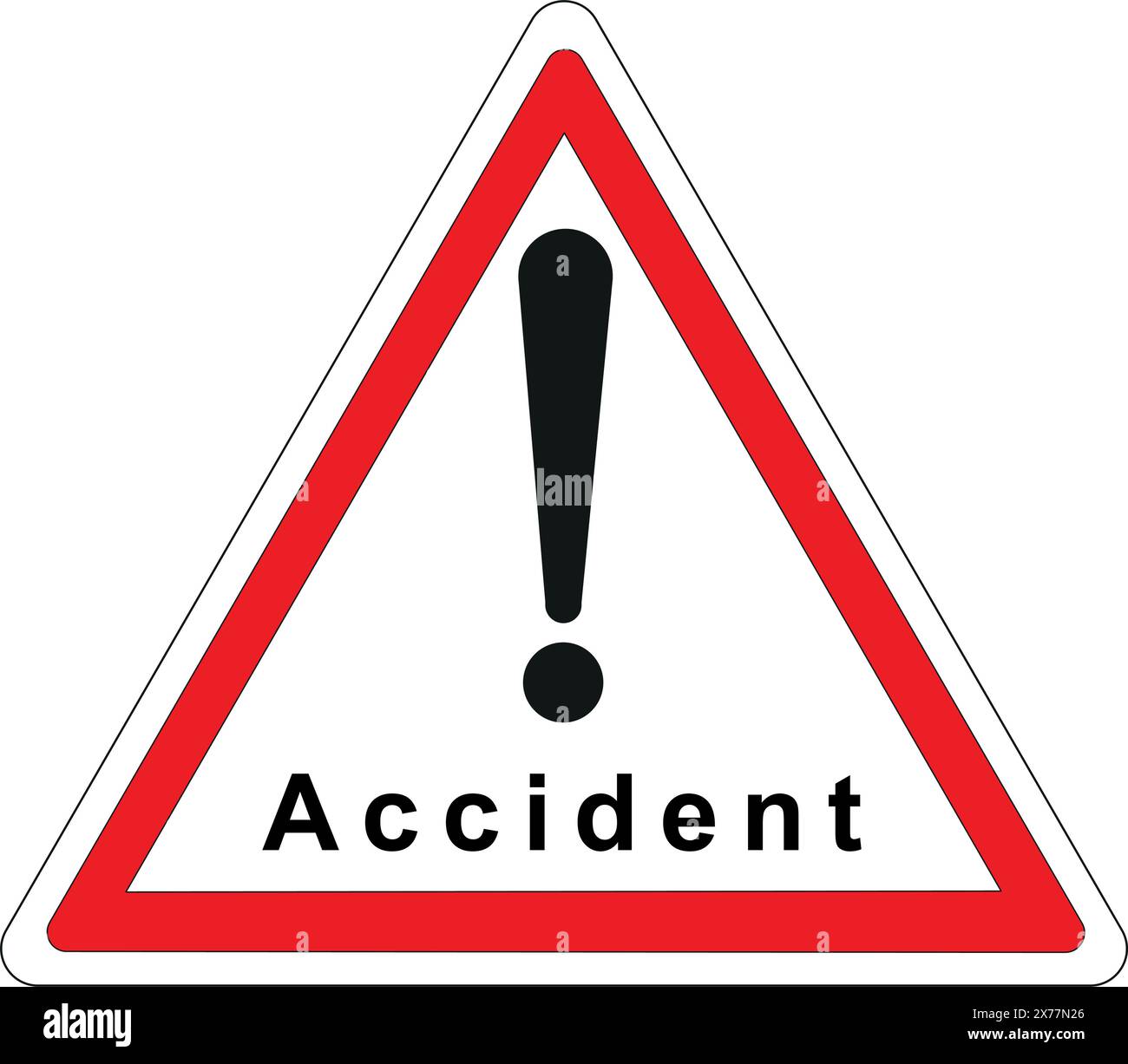 French triangular road sign with white background and red surround ...