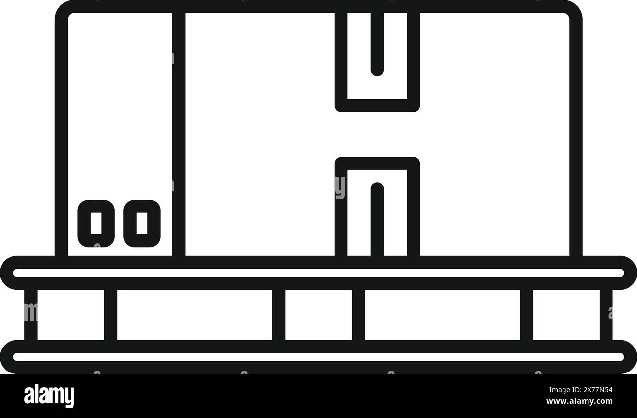 Simplified black and white line icon of a warehouse, perfect for ...