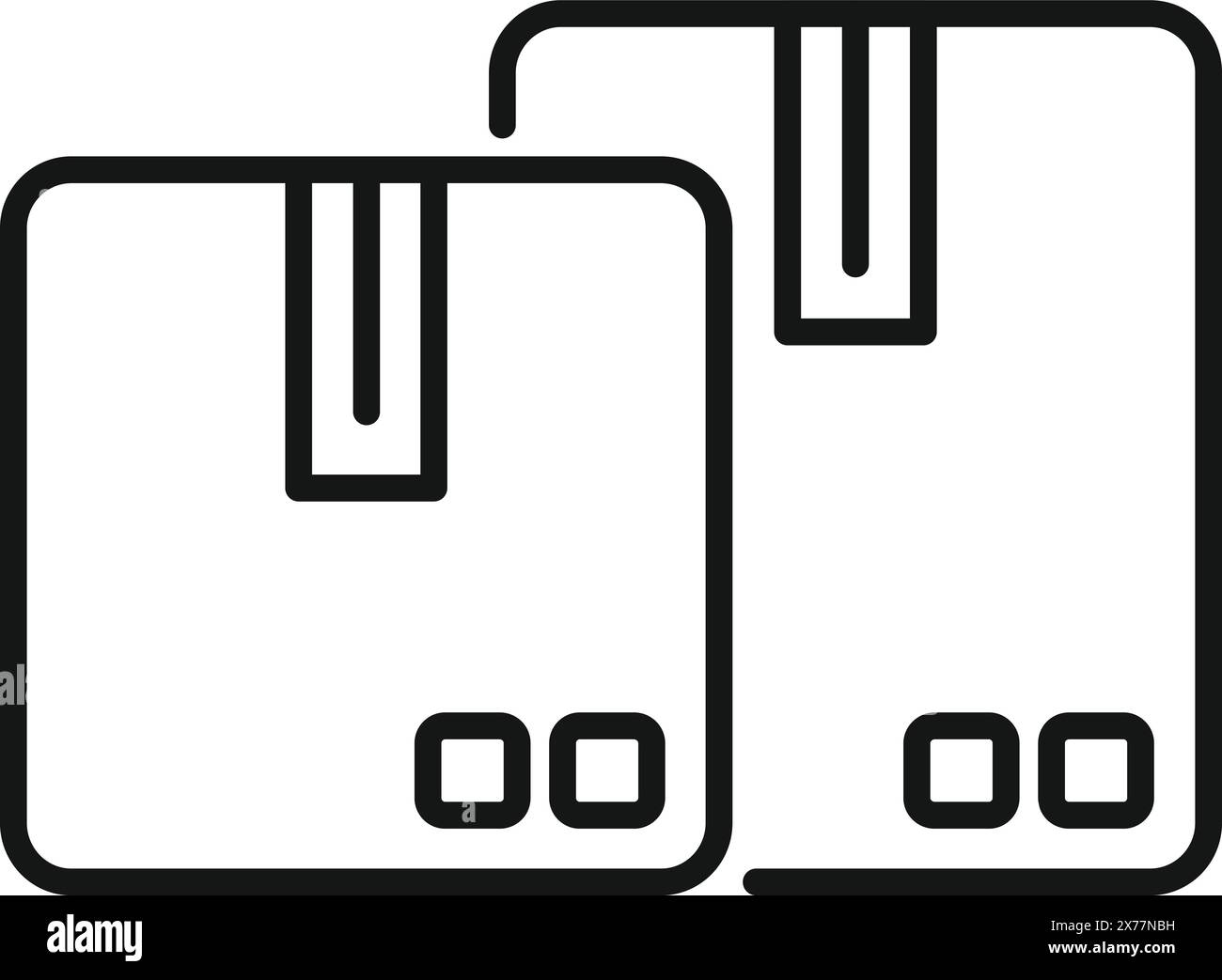 Black and white outline of two cardboard packages ready for delivery ...