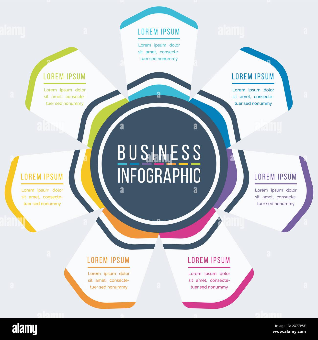 Infographic business template 7 steps, objects, elements or options ...