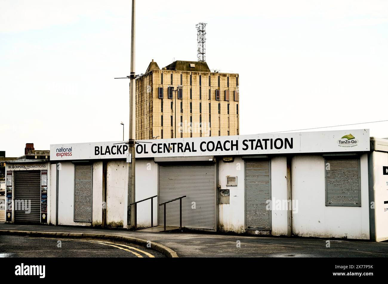 Out of season coach station and old police headquarters in Blackpool ...