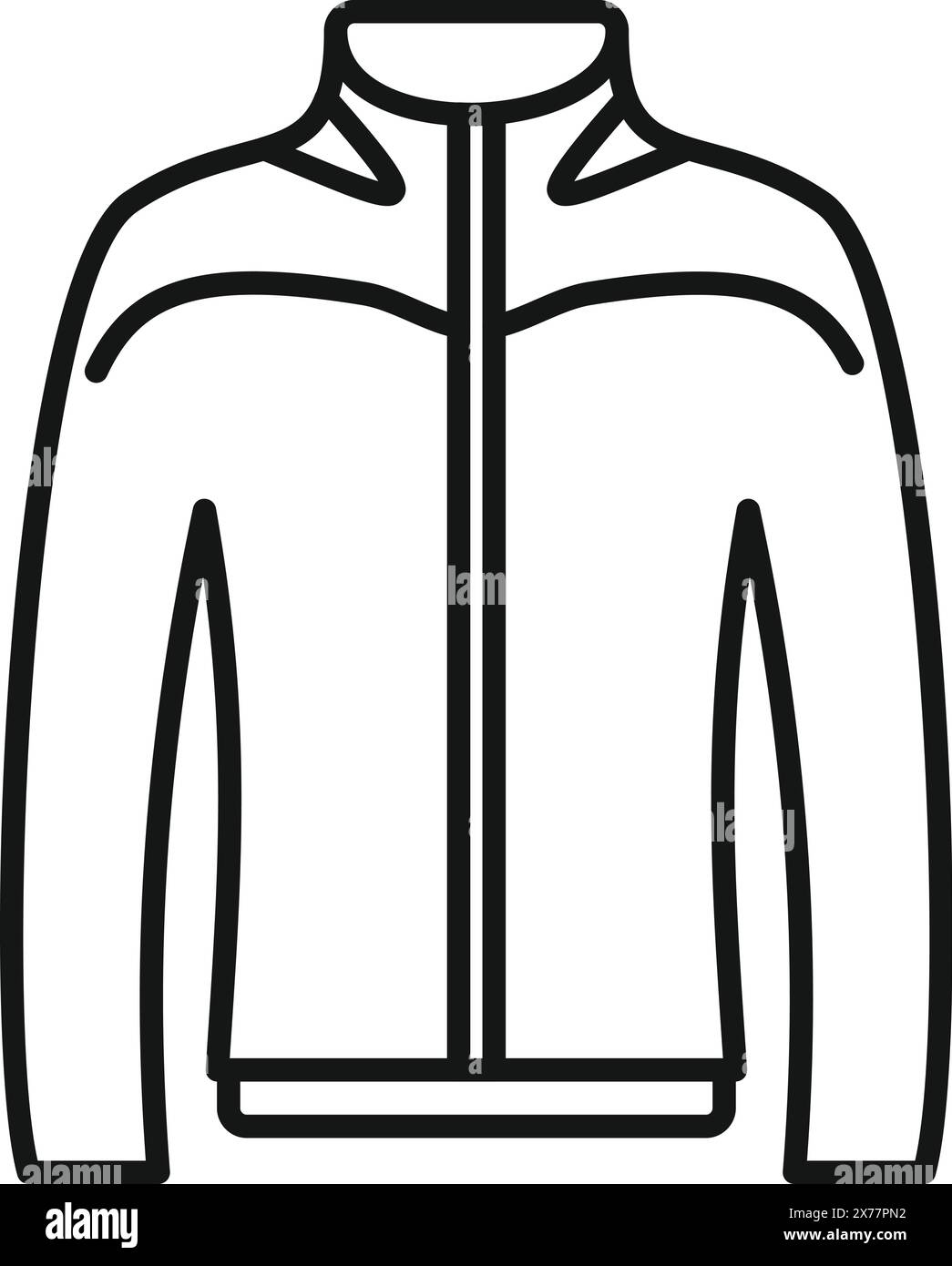 Black and white outline drawing of a contemporary style zipup jacket ...