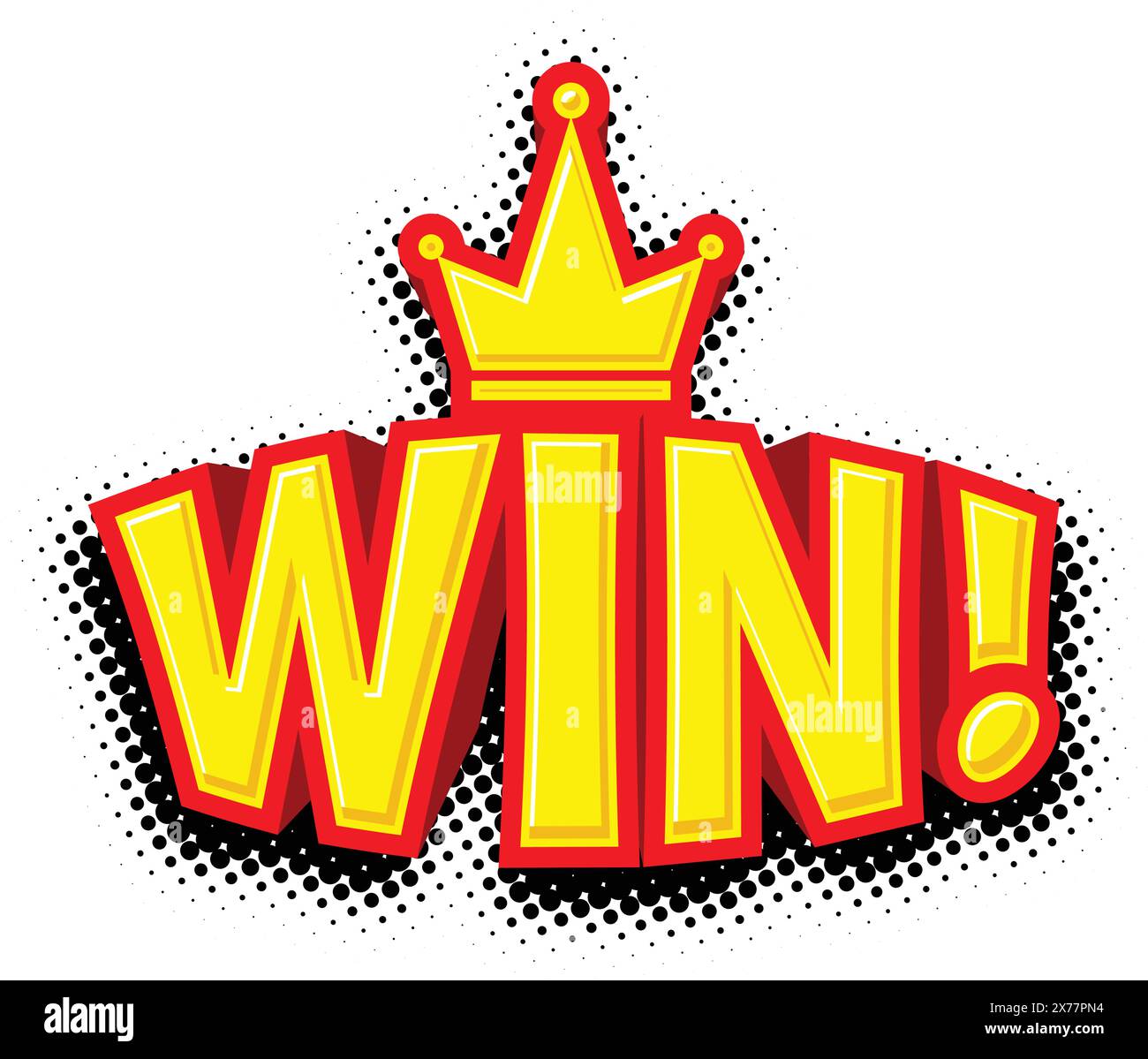 Win! Lettering text banner in comic style. Vector on transparent ...