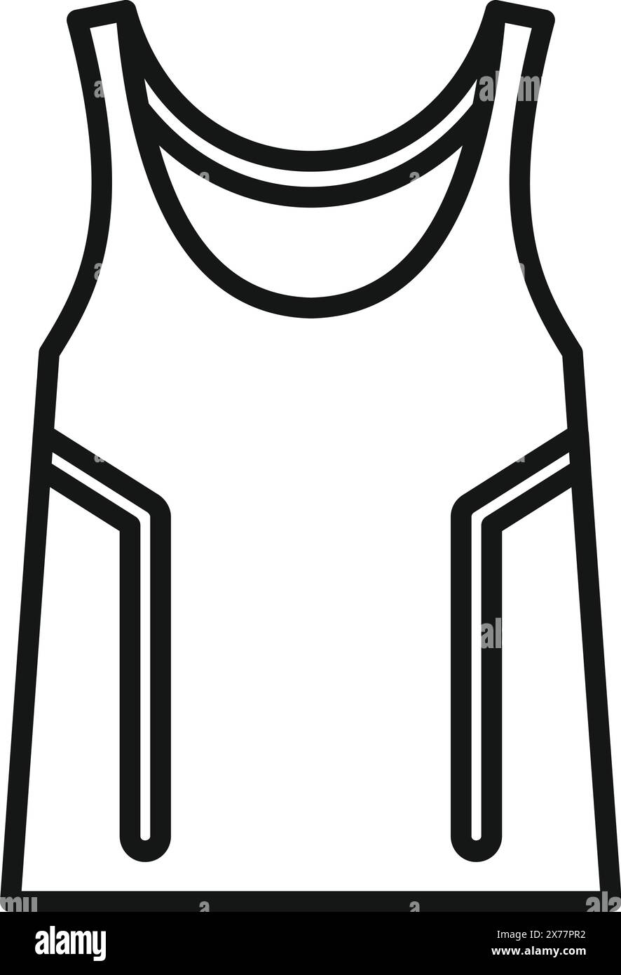Black and white line art of a basic tank top suitable for fashion ...