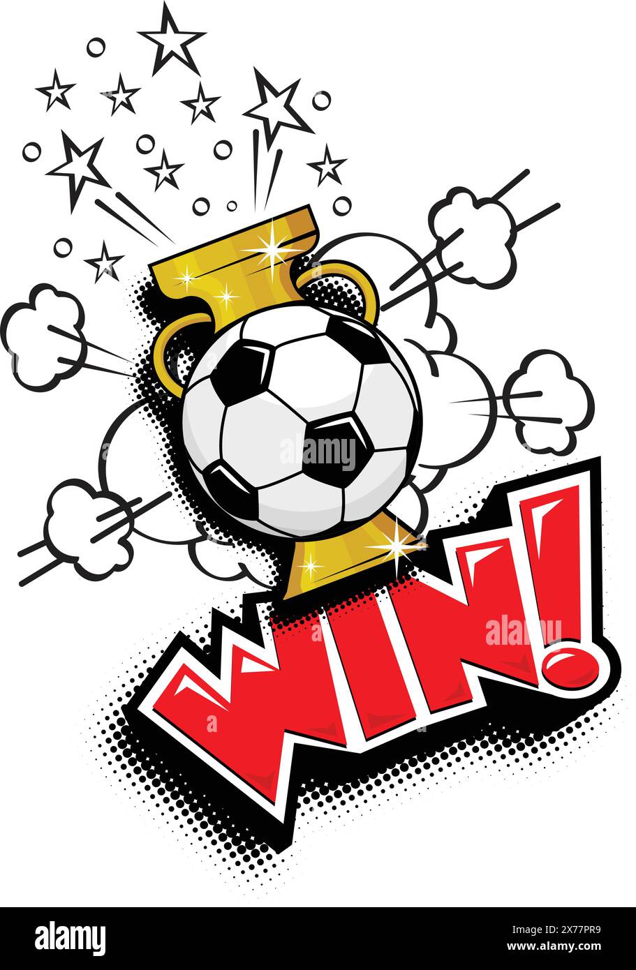 Football ball soccer trophy cup. Champion win, sport award. Vector in ...