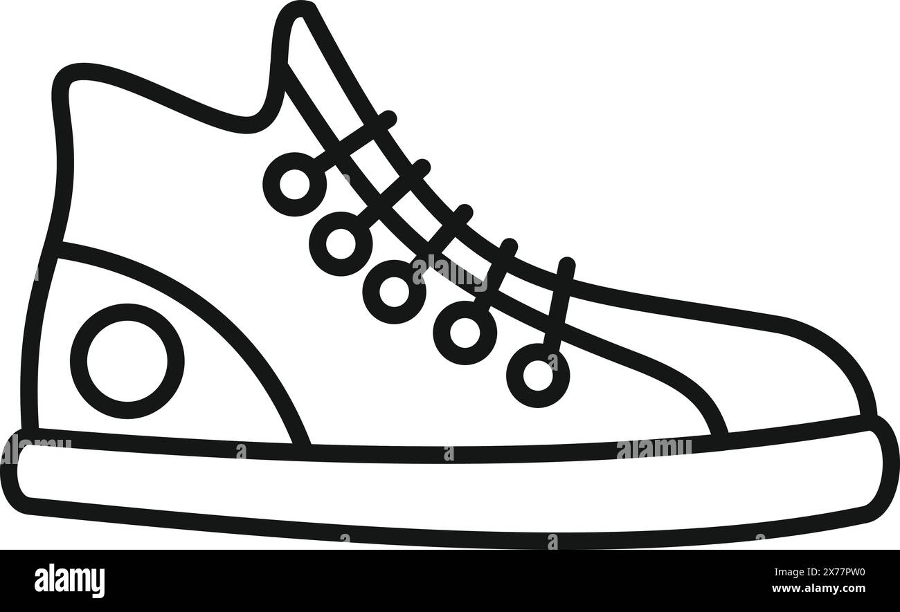 Minimalistic line drawing of a classic sneaker for logos, icons, and ...
