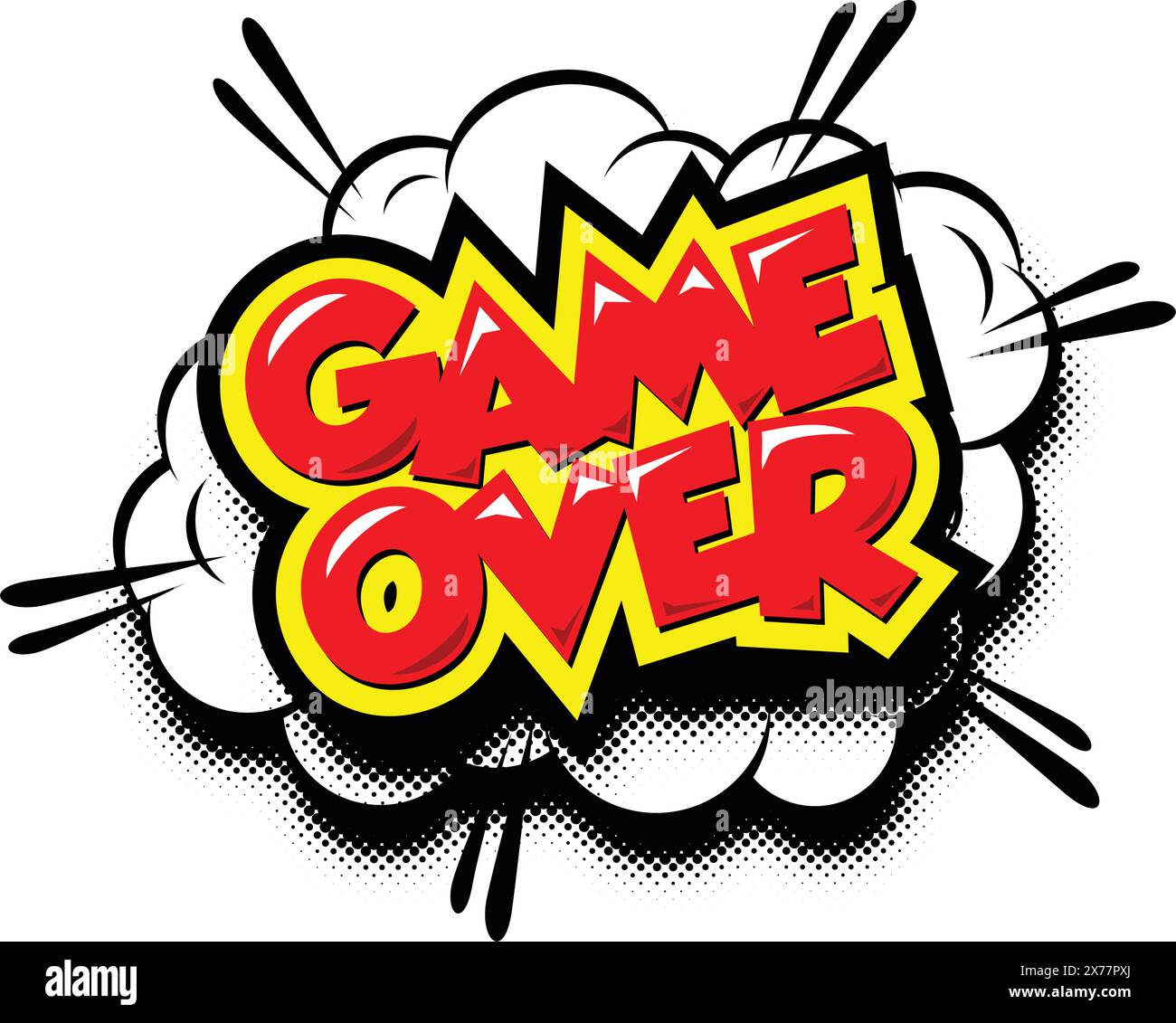 Game Over icon for UI game. Vector cartoon design header on transparent ...