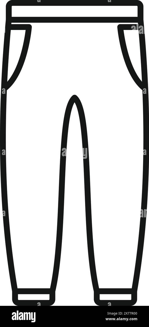 Black and white line art of a basic pants icon suitable for various ...