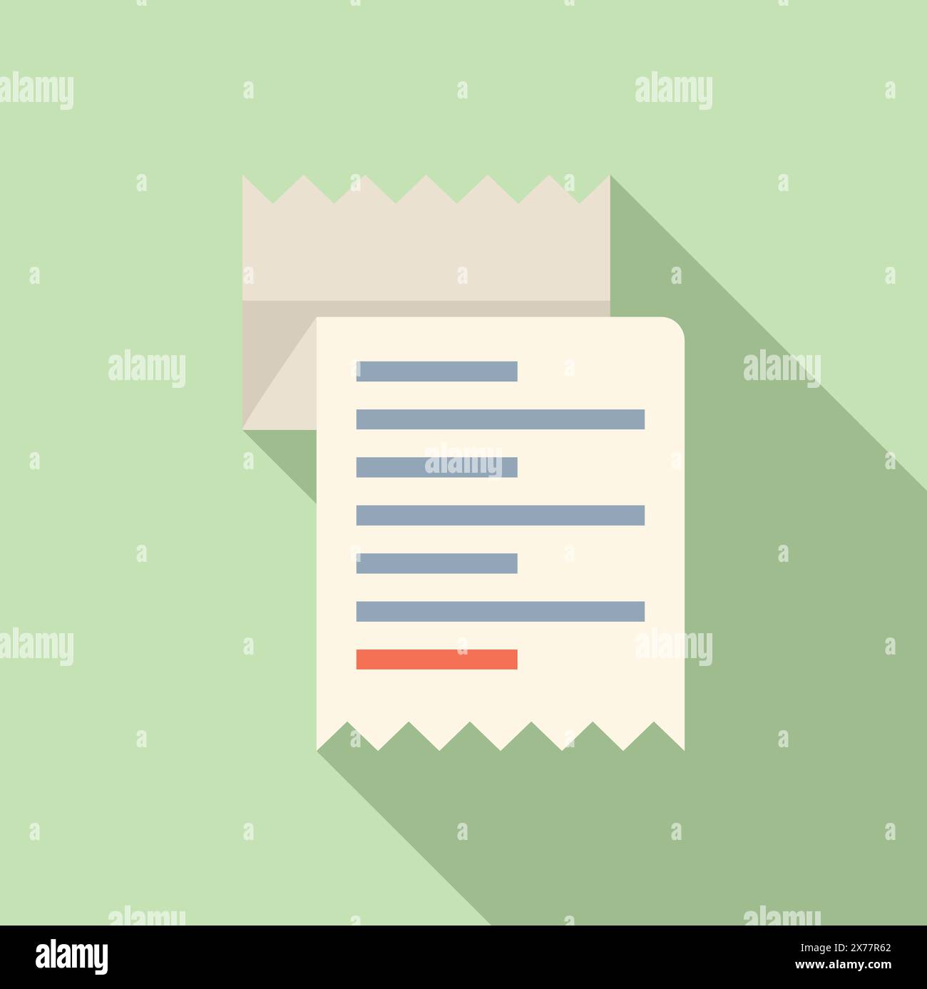 Illustration showing a paper document with text lines and a red ...