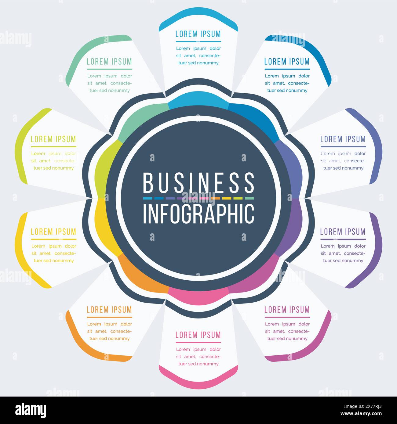 Infographic business template 10 steps, objects, elements or options ...