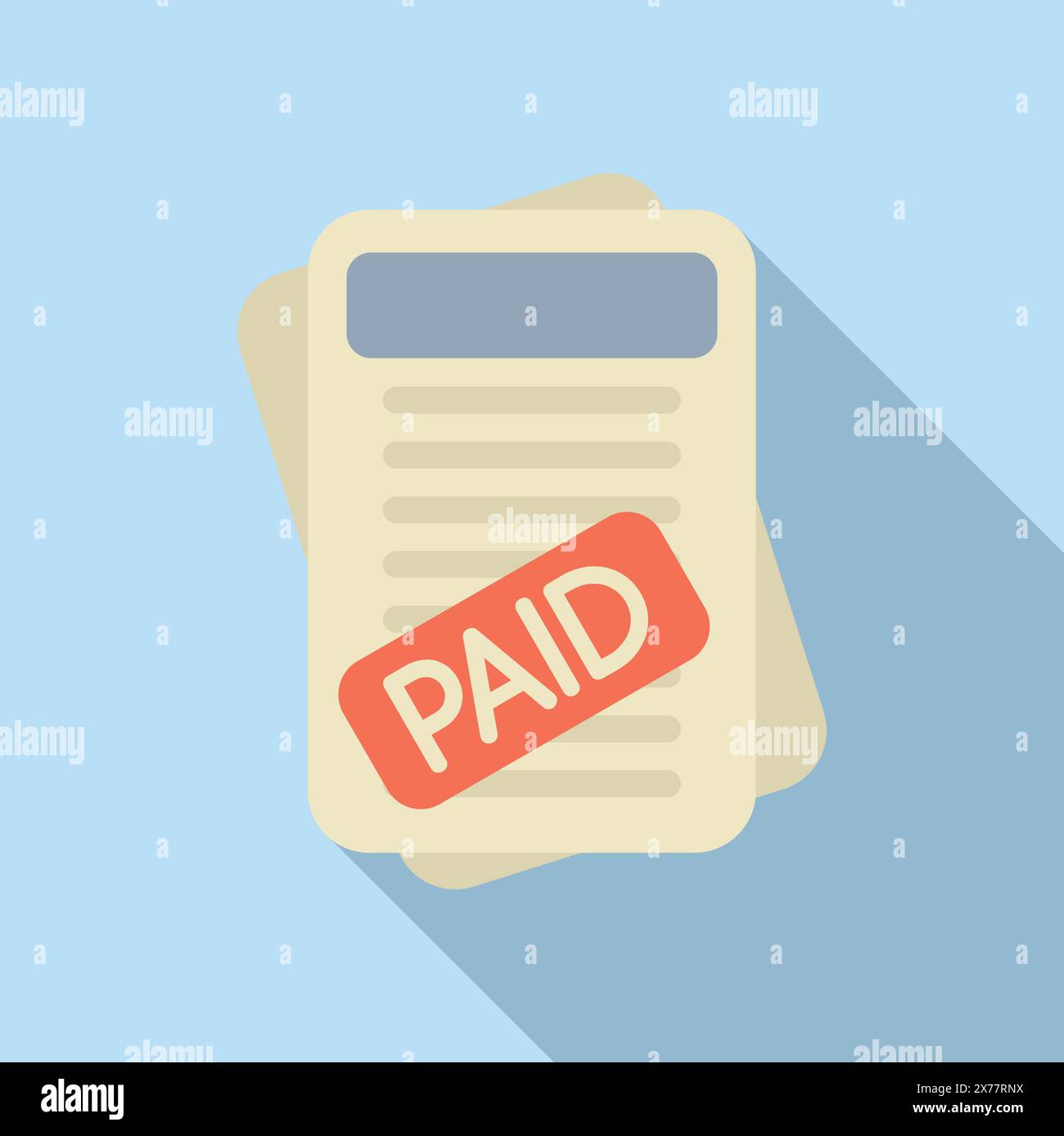 Flat design vector icon of a paid invoice with shadow for finance and ...