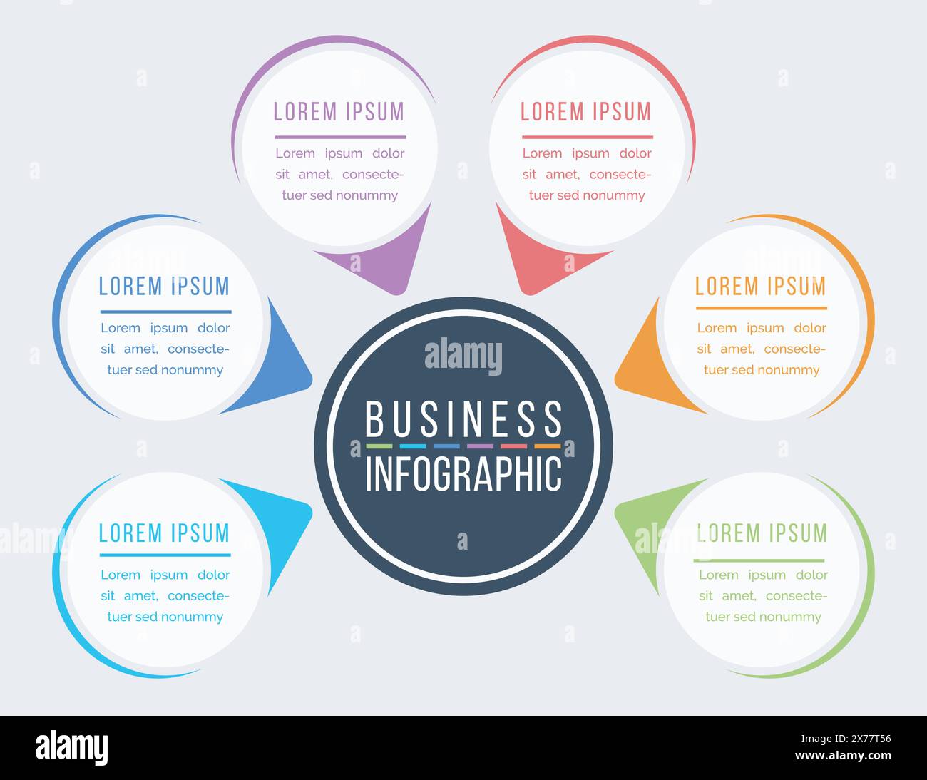 Infographic circle design 6 Steps, objects, elements or options ...