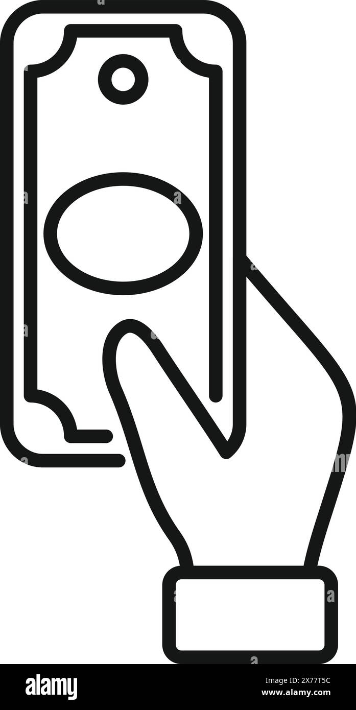 Vector illustration of a hand holding cash icon for payment ...
