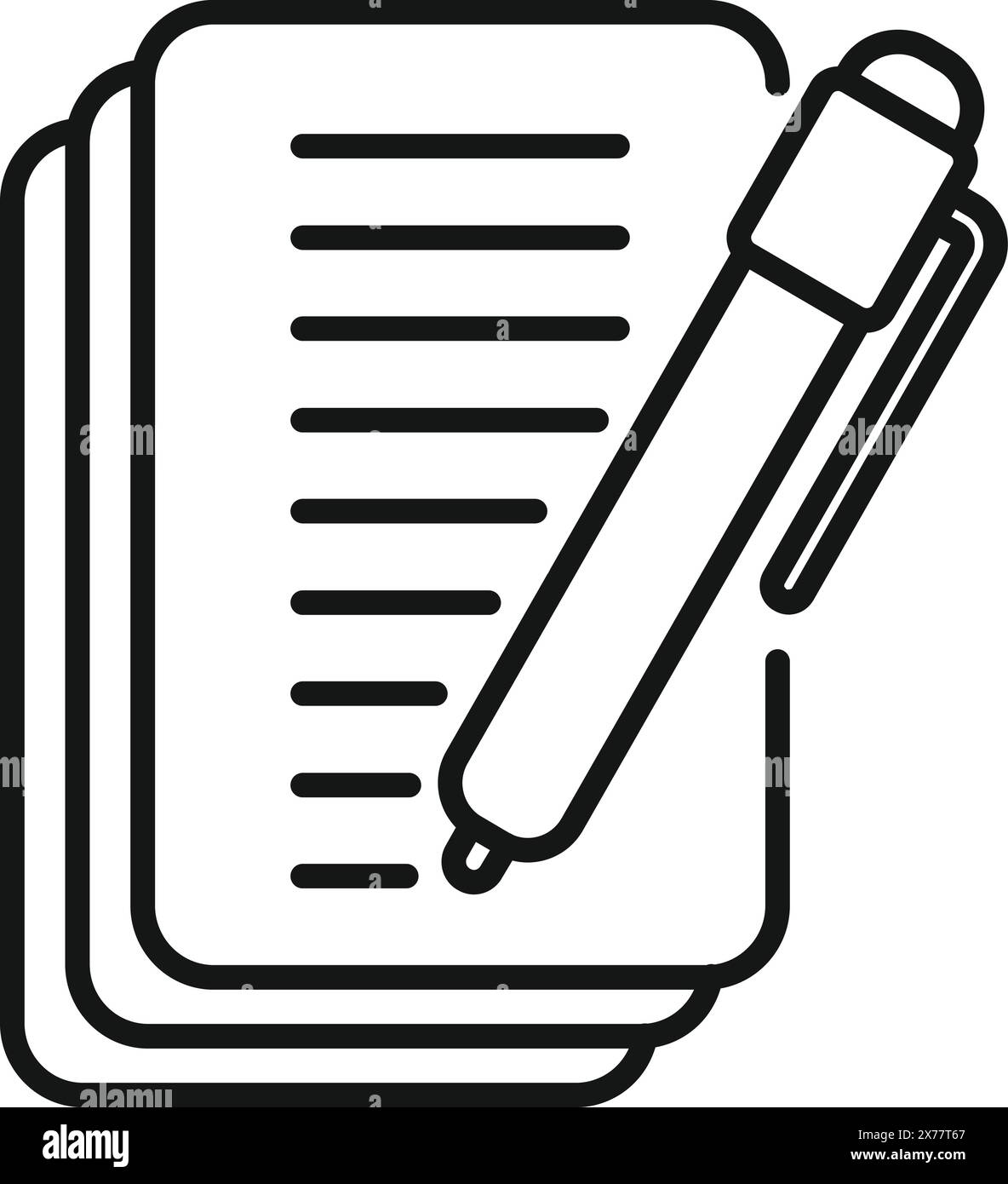Vector outline illustration of a notepad and pencil, perfect for ...