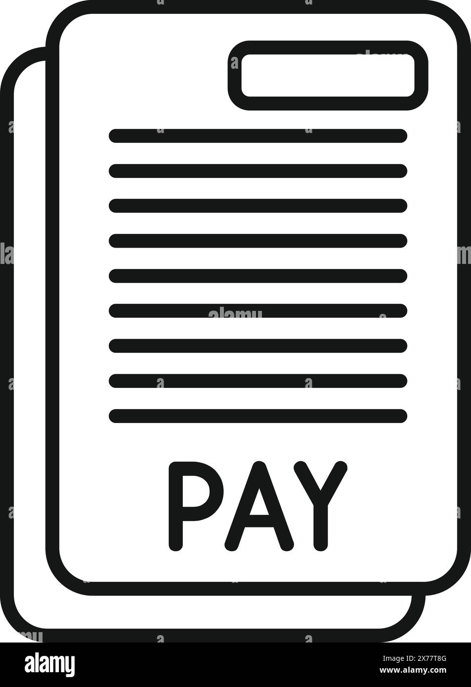 Black and white line art of a pay stub icon, ideal for financial ...
