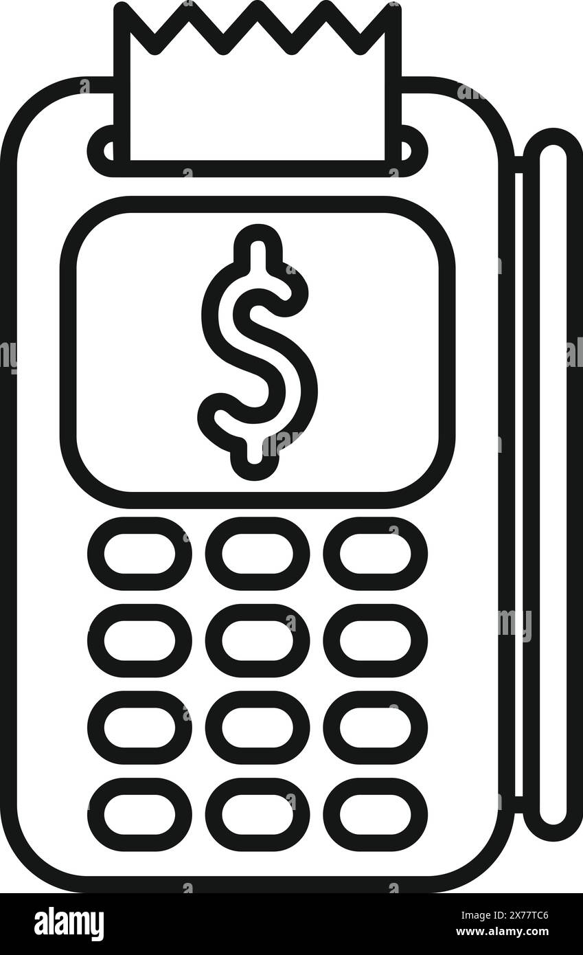 Simple black and white vector design of a credit card terminal with a ...