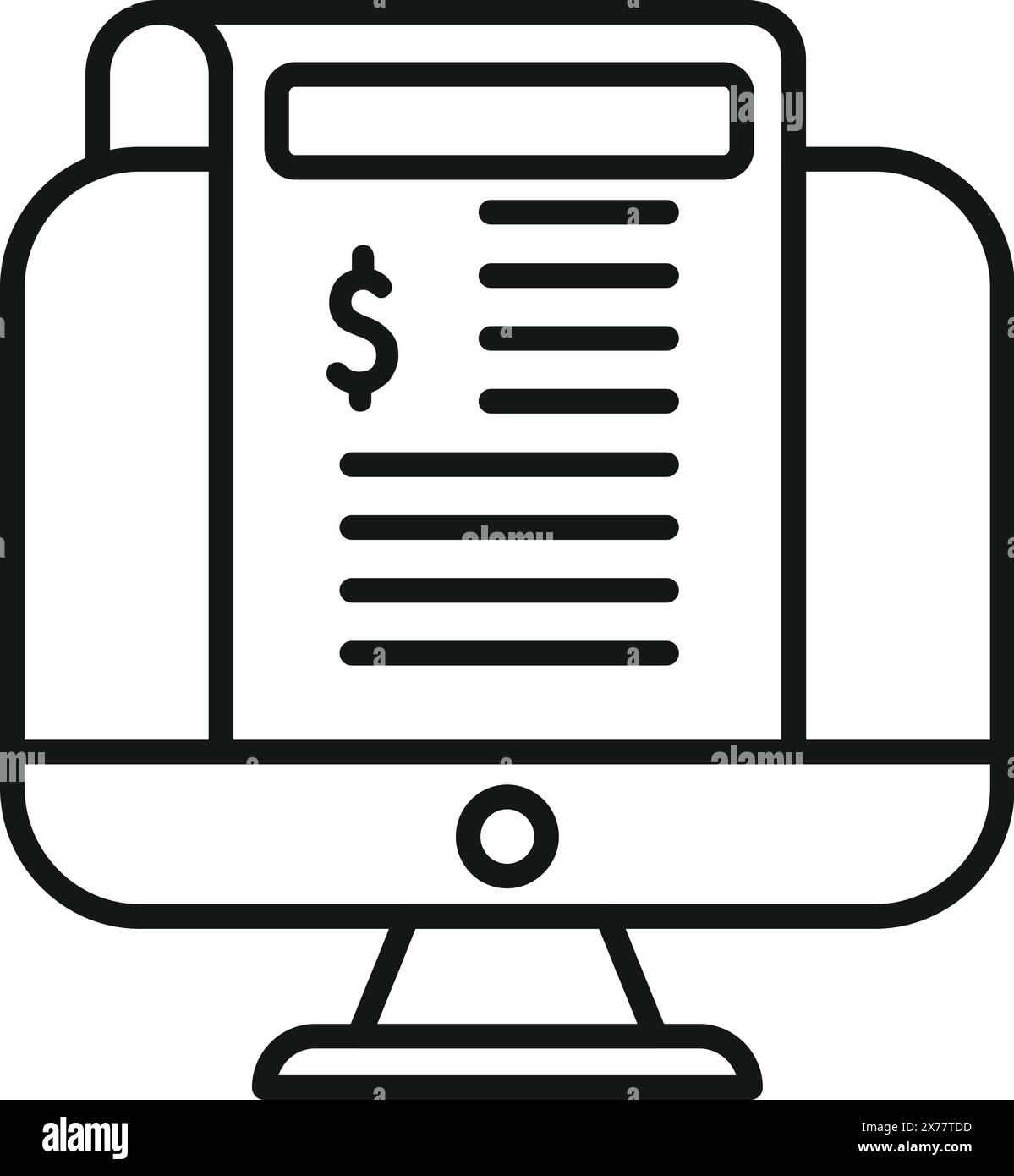 Illustration of a simple black and white online financial report icon ...