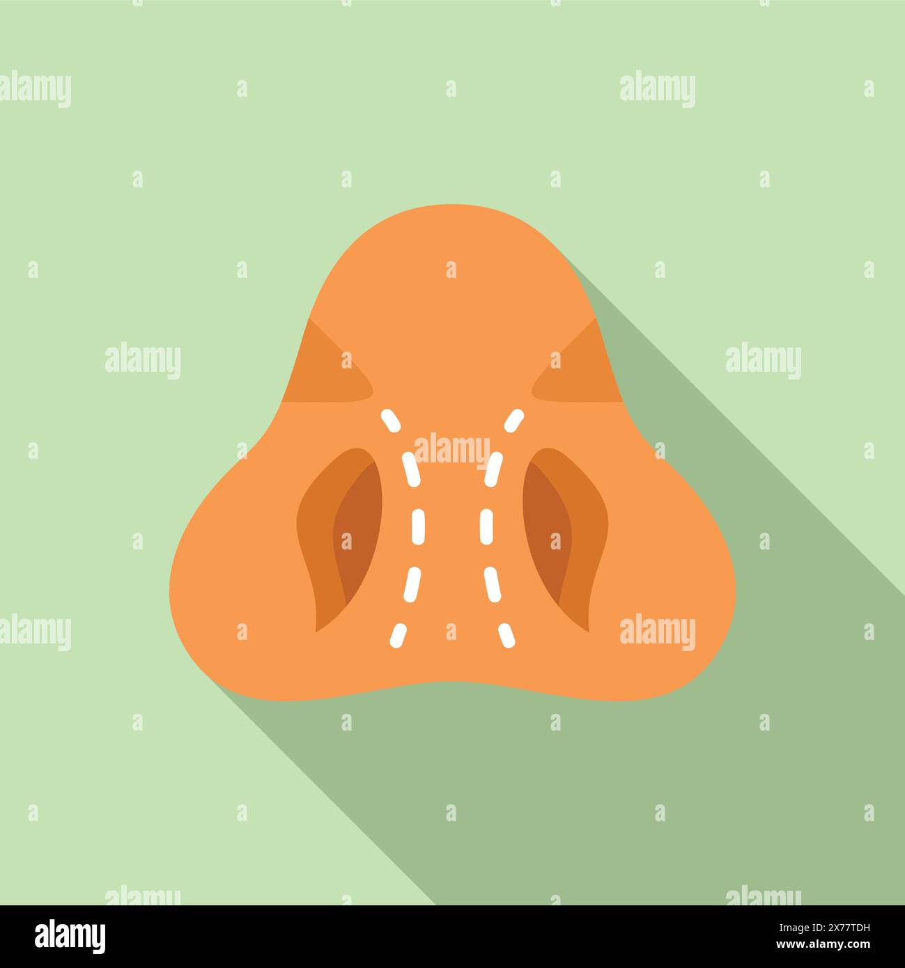 Minimalistic flat design of a stylized orange human nose with shadow on ...