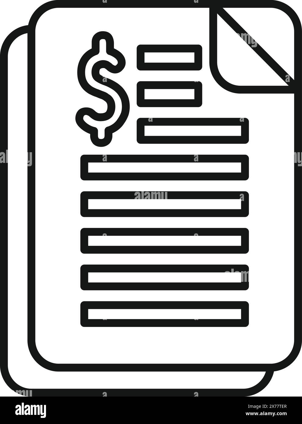 Flat design invoice icon in vector format with minimalist black outline ...