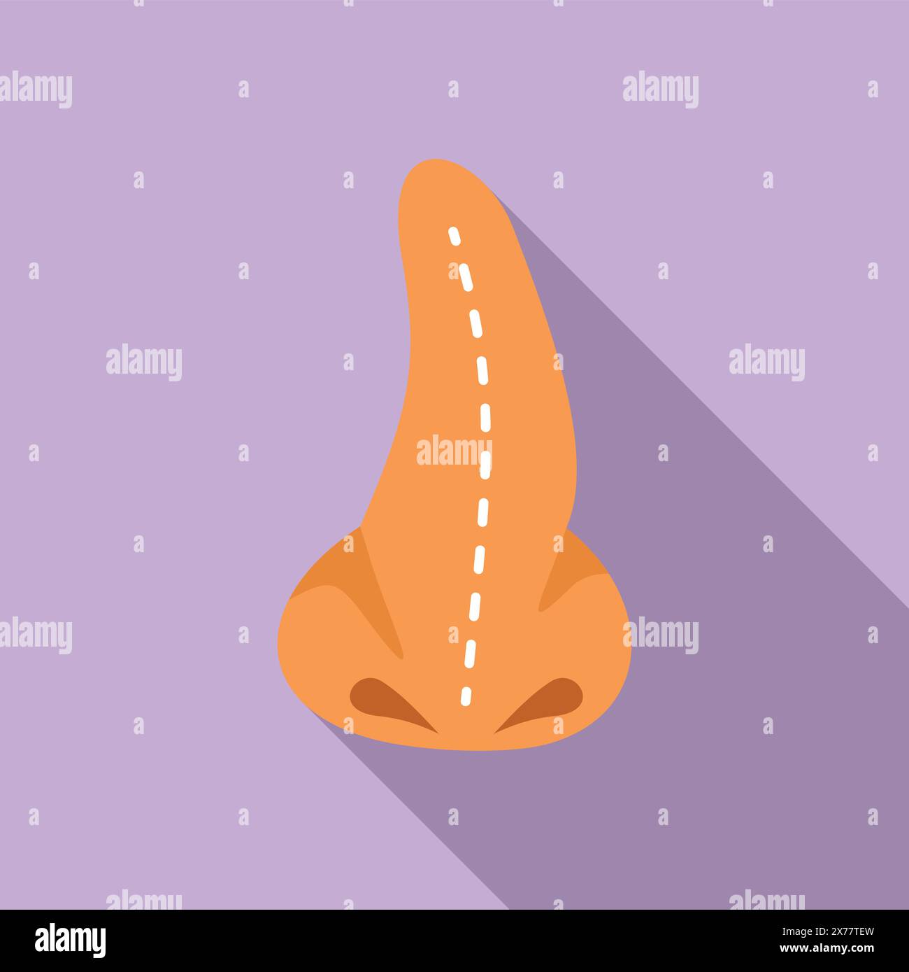 Flat design vector illustration of a stylized human nose with a playful ...