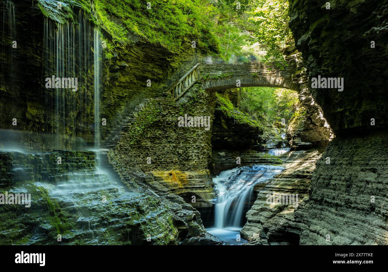 Watkins Glen Waterfall (long exposure Stock Photo - Alamy
