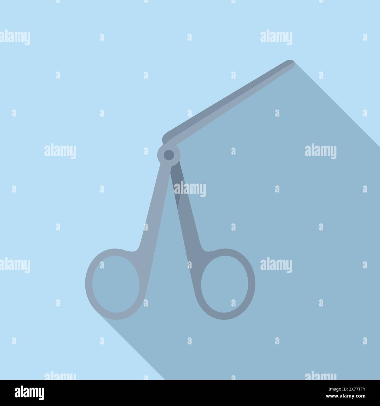 A minimalistic image of a scissor silhouette with a soft blue backdrop ...
