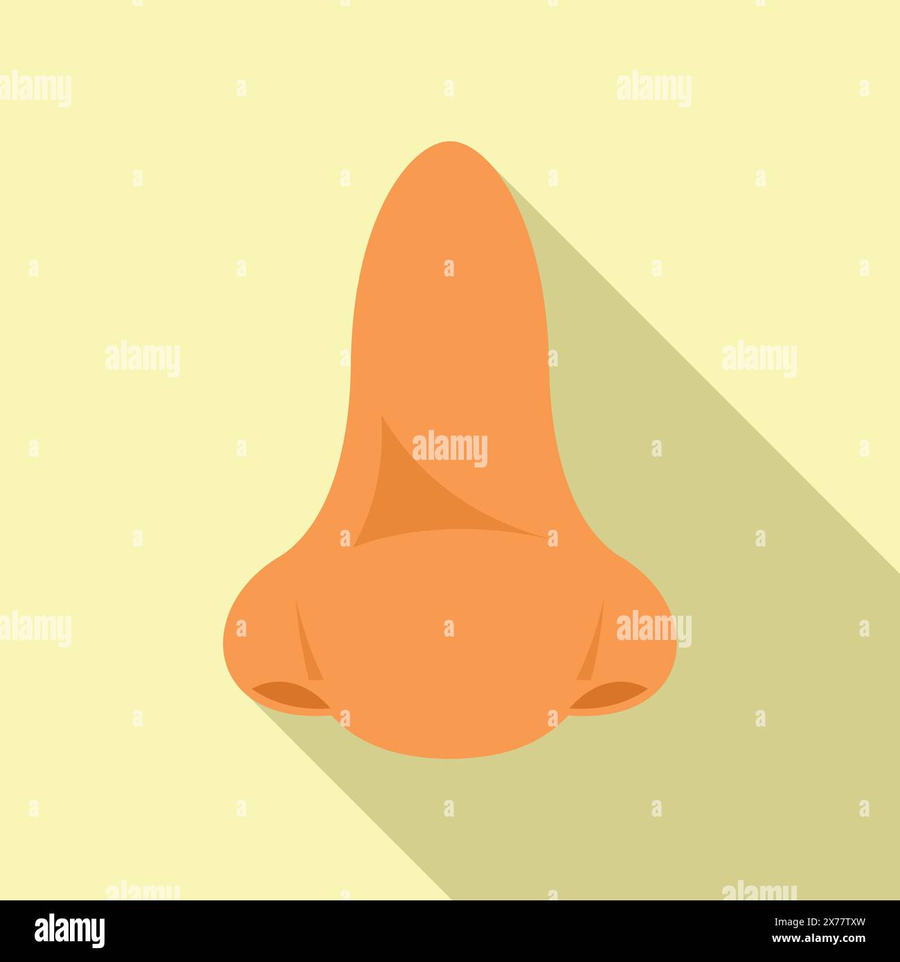 Flat design vector illustration of a cartoonstyle orange nose with a ...