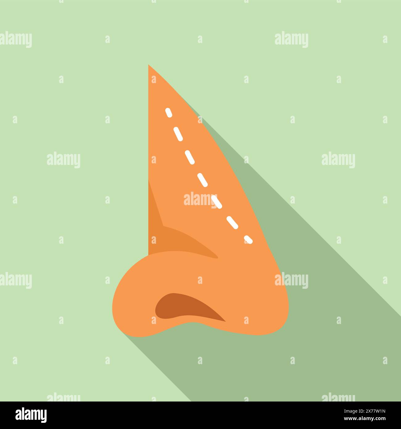 Minimalist style illustration of a cartoon nose with a soft shadow on a ...