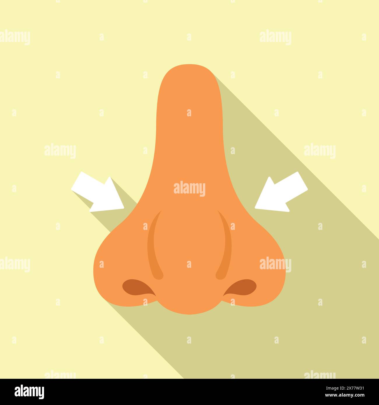 Flat design illustration of a stylized nose with arrows indicating ...