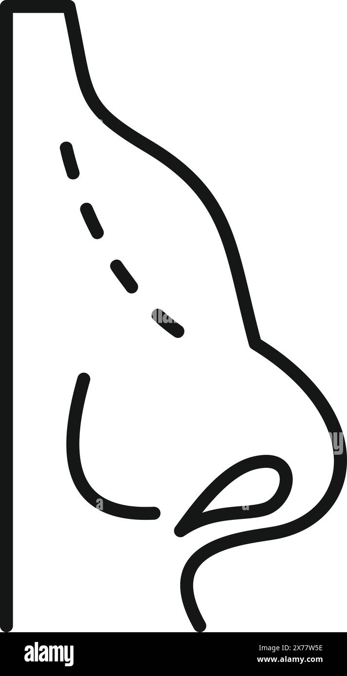 Abstract minimalistic line art illustration of a human nose profile in ...