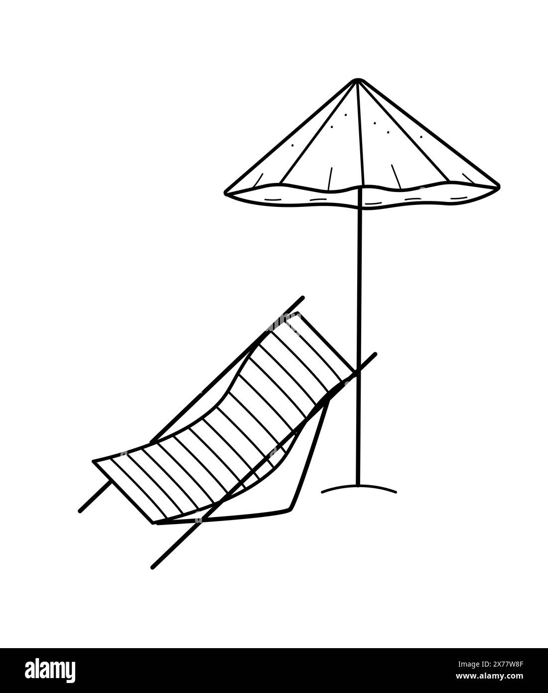 Chaise Longue Beach Umbrella Doodle Icons Vector Illustration Of The