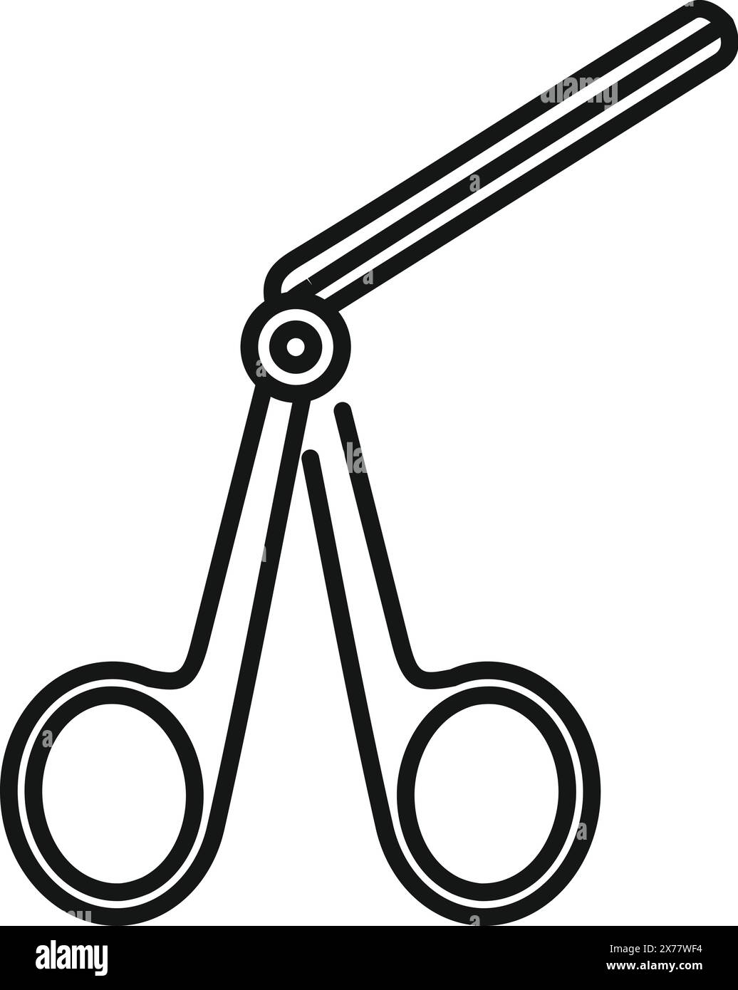 Simple line art vector representing medical surgical scissors in a ...