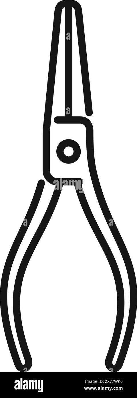 Simple black line drawing of a pair of pliers, isolated on a white ...